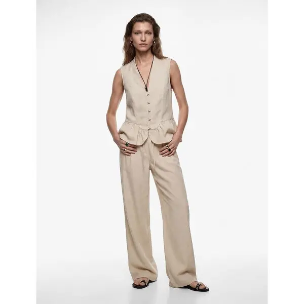 Koton Drawstring Waist Wide Leg Trousers