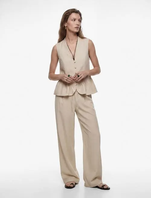 Koton Drawstring Waist Wide Leg Trousers