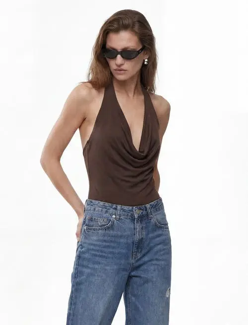 Koton Halter Neck Drape Bodysuit