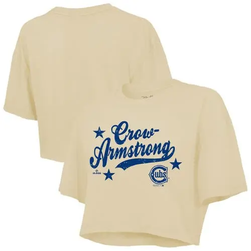 MAJESTIC THREADS Pete Crow-armstrong Chicago Cubs Boxy Crop Top - Cream