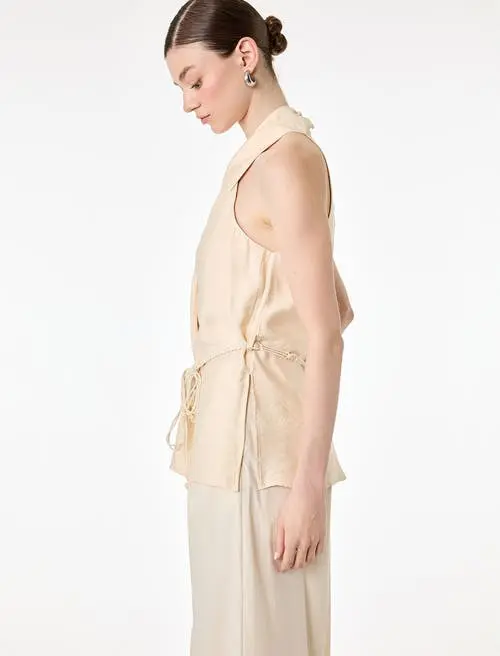 Koton Twisted Halter Neck Top With Belt Detail