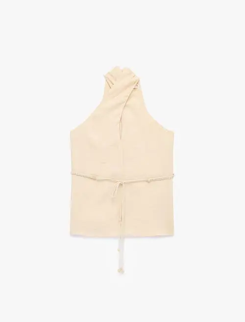 Koton Twisted Halter Neck Top With Belt Detail