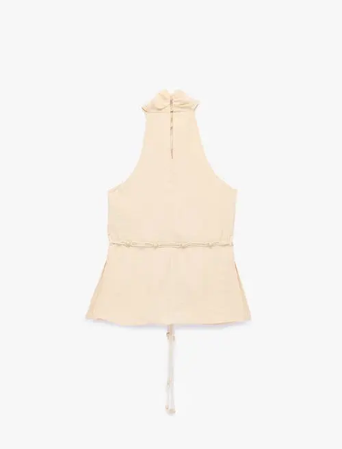 Koton Twisted Halter Neck Top With Belt Detail