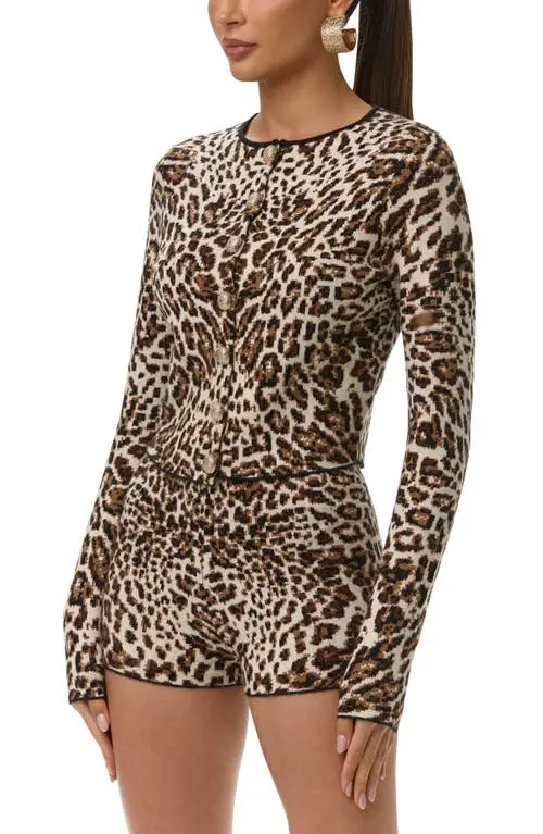 Naked Wardrobe Leopard Jacquard Cropped Cardigan