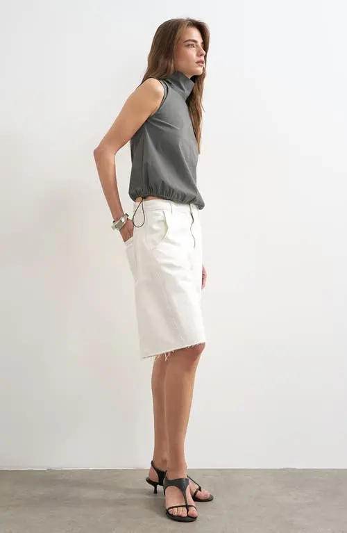Topshop Barrel Leg Jeans Shorts - Mblue