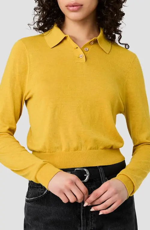 French Connection Nola Long Sleeve Polo - Deep Marigold