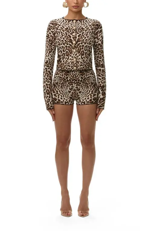 Naked Wardrobe Leopard Jacquard Knit Shorts