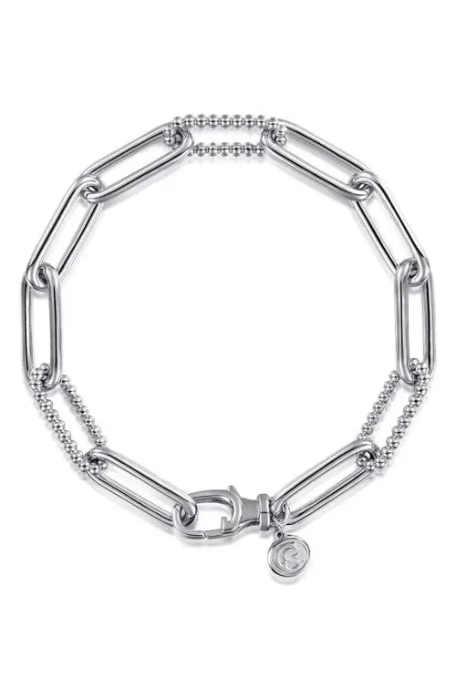 Gabriel & Co. Paperclip And Beaded Chain Bracelet - Sterling Silver