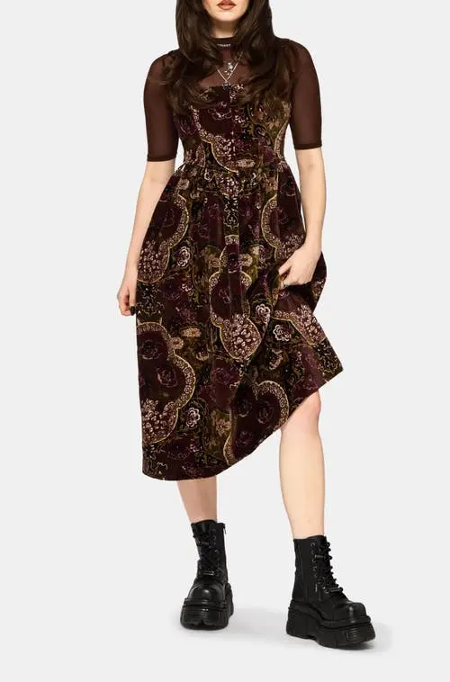 DISTURBIA Effie Baroque Corset Midi Dress
