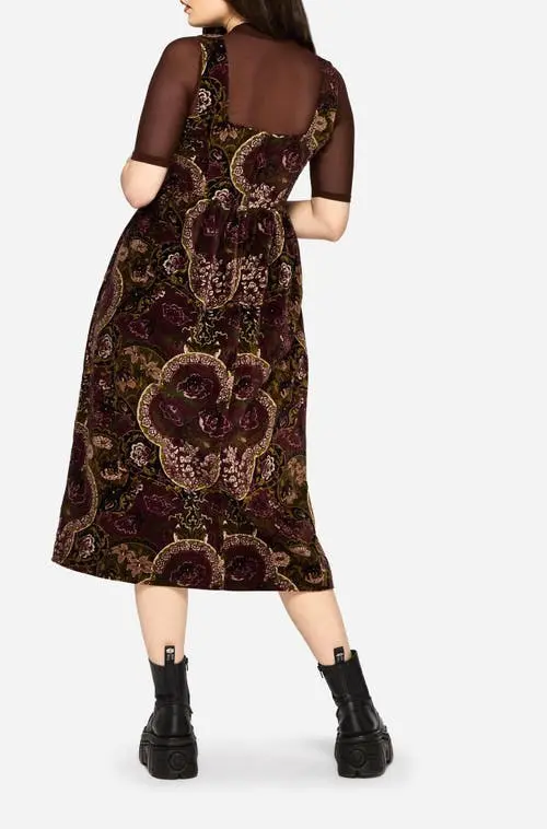 DISTURBIA Effie Baroque Corset Midi Dress