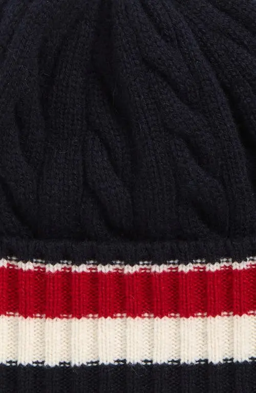 Thom Browne Cable & Rib Virgin Wool Beanie - Navy