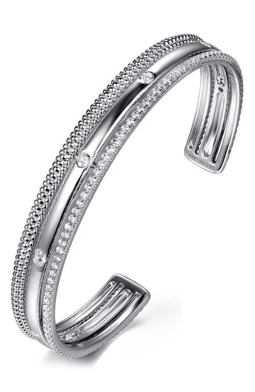GABRIEL & CO. Bujukan White Sapphire Multi Row Cuff Bracelet