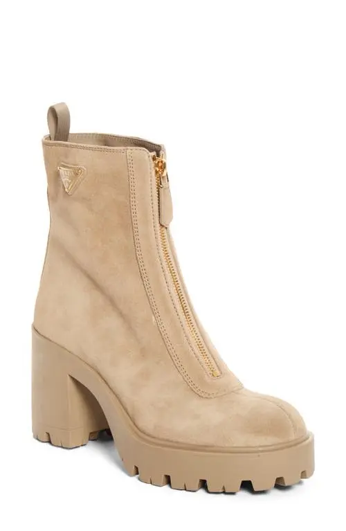 Prada Lug Sole Zip Bootie
