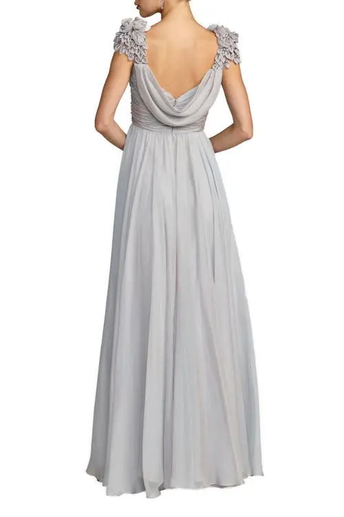 Mac Duggal Chiffon Embellished Cowl Neck Gown