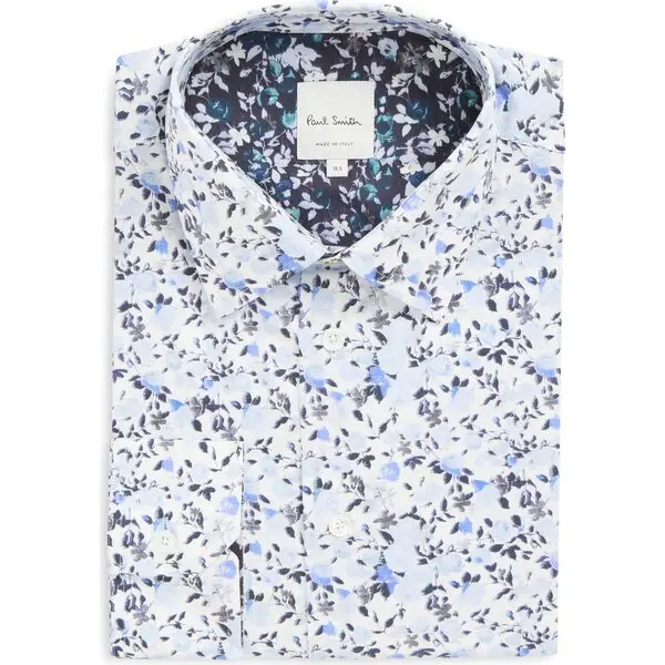 Paul Smith Floral Organic Cotton Button Shirt - White