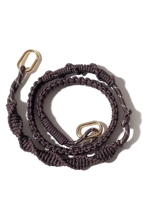 POP UPS BRAND Macrame Bag Strap With Gold Tone Hardware - Espresso