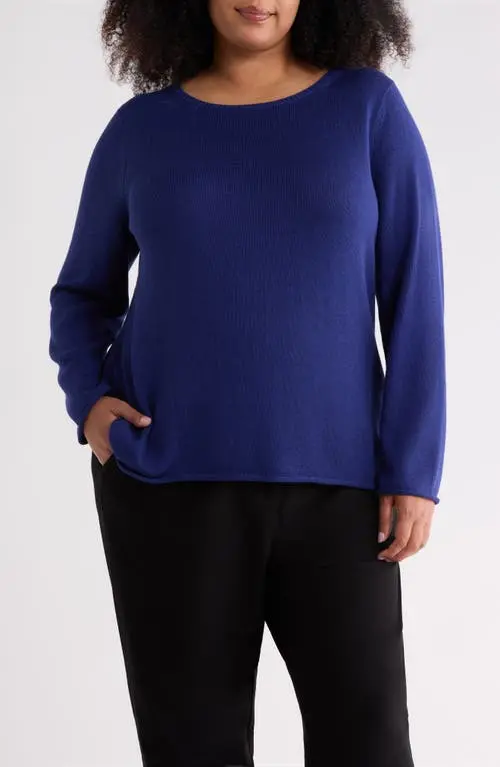Eileen Fisher Bateau Neck Organic Cotton Blend Sweater - Infinity