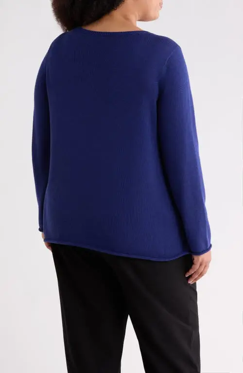 Eileen Fisher Bateau Neck Organic Cotton Blend Sweater