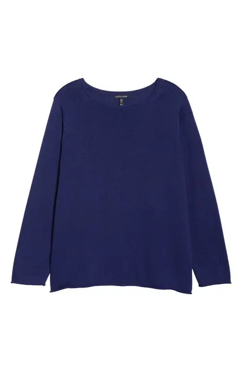 Eileen Fisher Bateau Neck Organic Cotton Blend Sweater