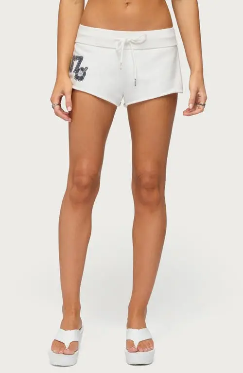 EDIKTED Hibiscus Graphic Micro Shorts - White
