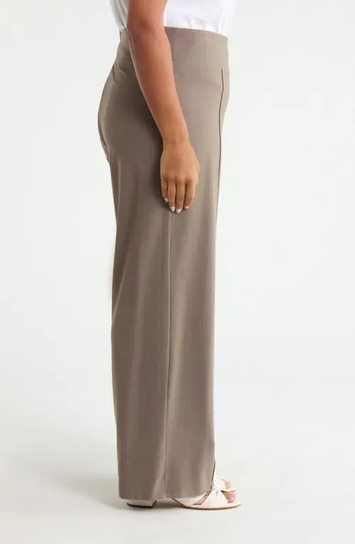 Eileen Fisher High Waist Wide Leg Seamed Pants - Cobblestone
