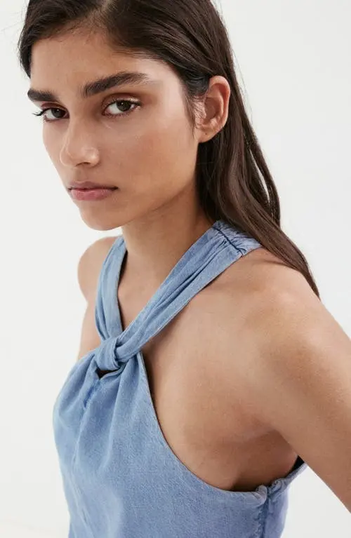 Mango Crossed Strap Denim Top