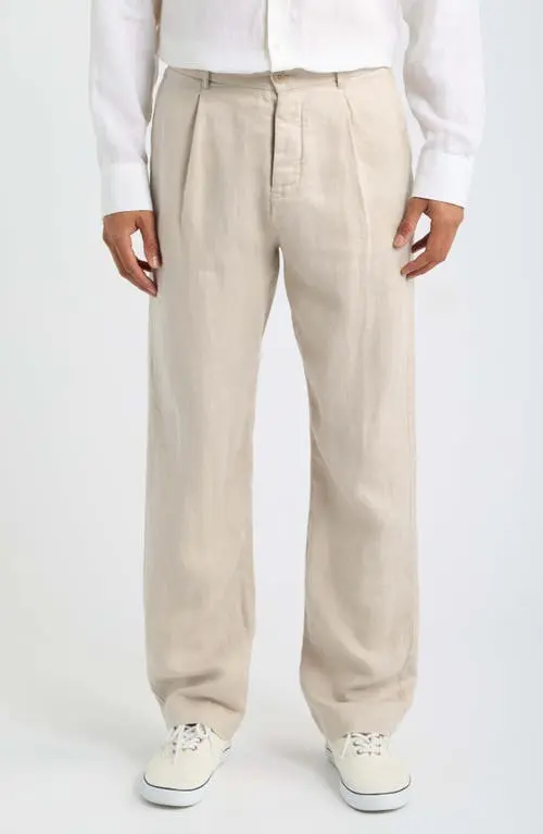 ALEX CRANE Alta Pleated Linen Trousers - Bone