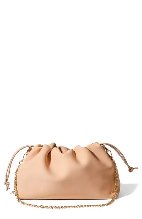 POP UPS BRAND Puff Neoprene Clutch With Chain Strap - Tan
