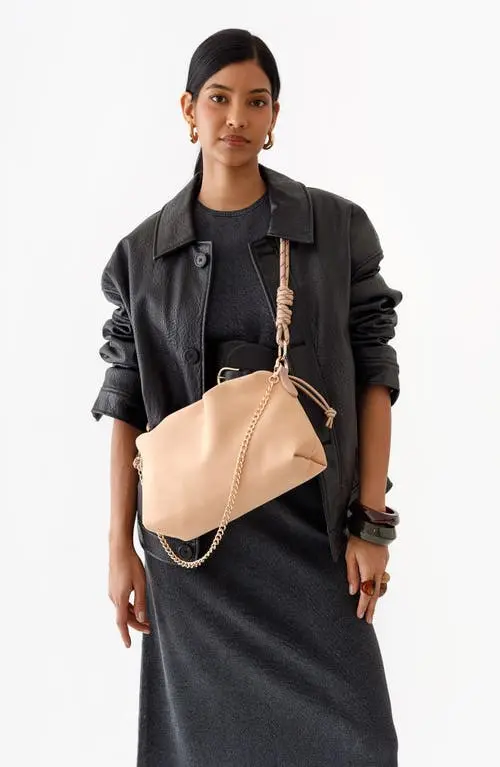 POP UPS BRAND Puff Neoprene Clutch With Chain Strap - Tan