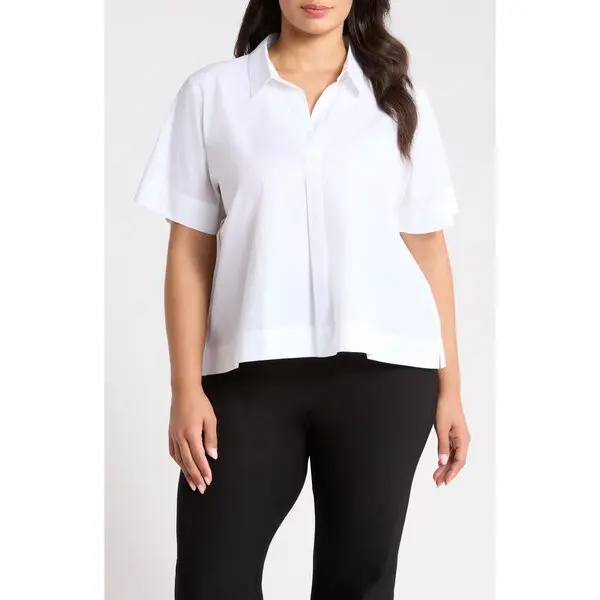 Eileen Fisher Pleated Poplin Shirt - White