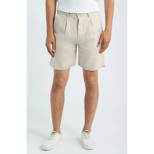 ALEX CRANE Alta Pleated Linen Shorts - Bone