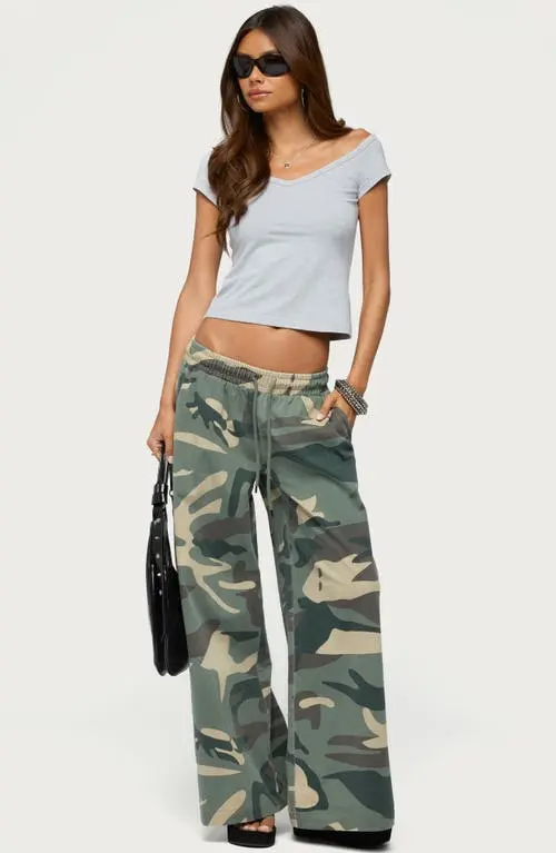 EDIKTED Allen Camo Wide Leg Sweatpants