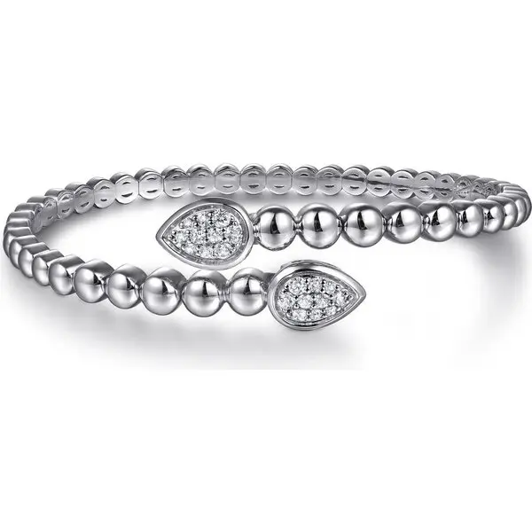 Gabriel & Co. White Sapphire Bypass Cuff Bracelet - Sterling Silver