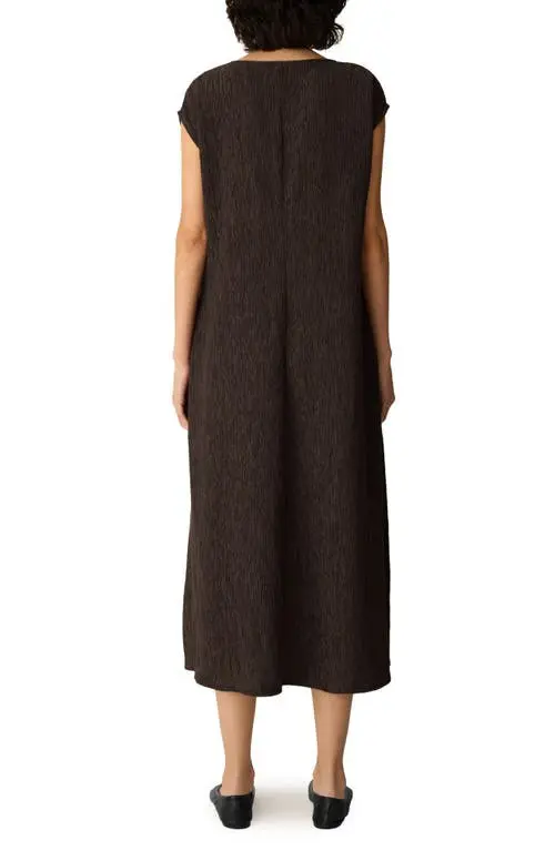 Eileen Fisher V-neck Crinkle Midi Dress