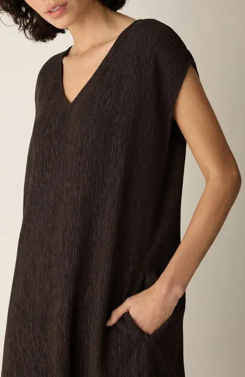 Eileen Fisher V-neck Crinkle Midi Dress