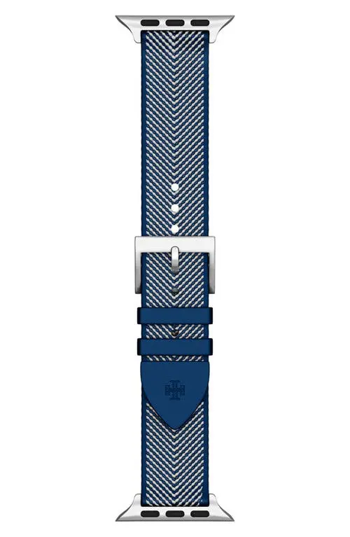 Tory Burch The Kira Grosgrain 20mm Apple Watch® Watchband - Navy