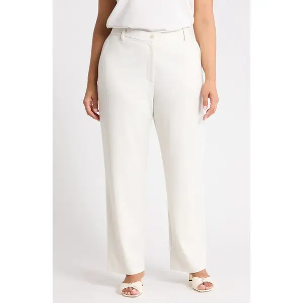 Eileen Fisher High Waist Straight Leg Pants - Plaster