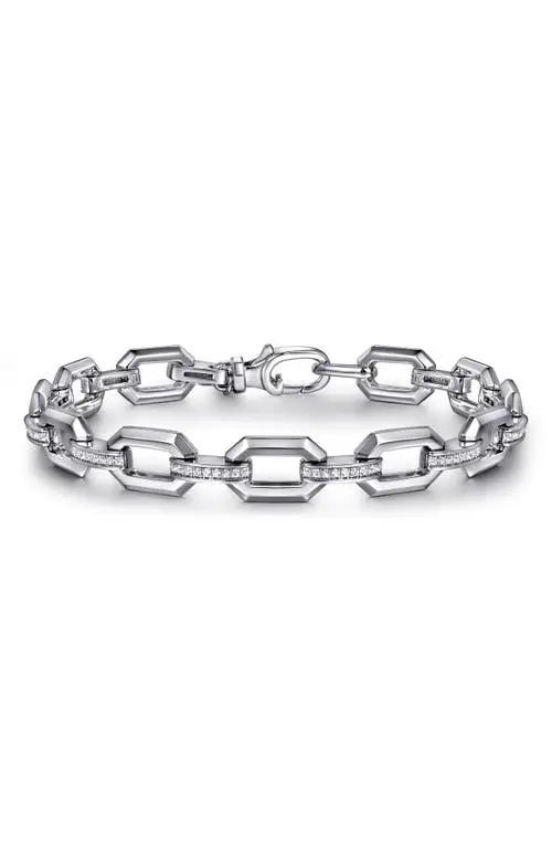 GABRIEL & CO. White Sapphire Link Chain Bracelet - Sterling Silver