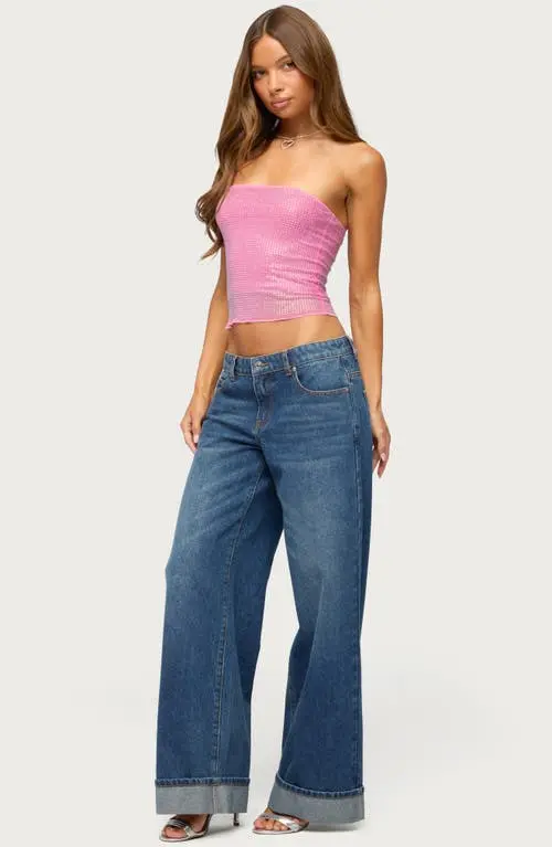 EDIKTED Gatz Cuffed Wide Leg Jeans