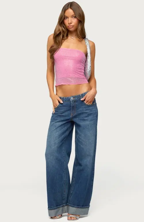 EDIKTED Gatz Cuffed Wide Leg Jeans