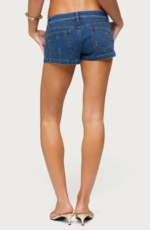 EDIKTED Low Rise Denim Shorts With Contrast Stitching