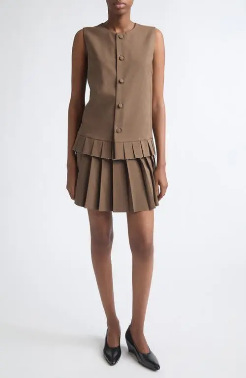 MAISON MARGIELA Sleeveless Pleated Hem Button-up Shirt