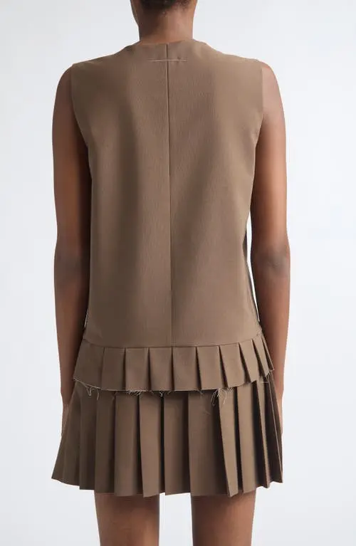 MAISON MARGIELA Sleeveless Pleated Hem Button-up Shirt