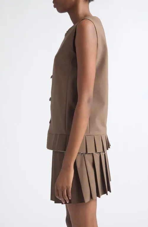 MAISON MARGIELA Sleeveless Pleated Hem Button-up Shirt