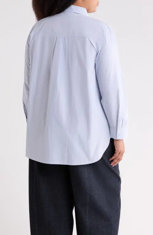 Eileen Fisher Striped Organic Cotton Shirt - Dolphin