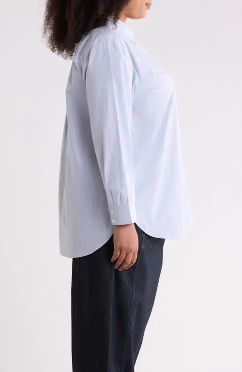 Eileen Fisher Striped Organic Cotton Shirt - Dolphin