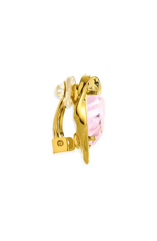 Oscar De La Renta Heart Stone Crystal Earrings