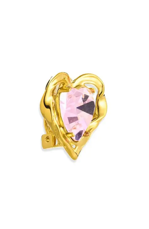 Oscar De La Renta Heart Stone Crystal Earrings - Rose
