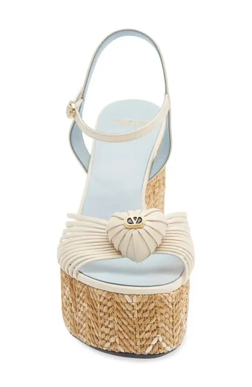 Valentino Garavani Platform Wedge Espadrille Sandal - Butter