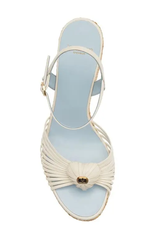Valentino Garavani Platform Wedge Espadrille Sandal - Butter